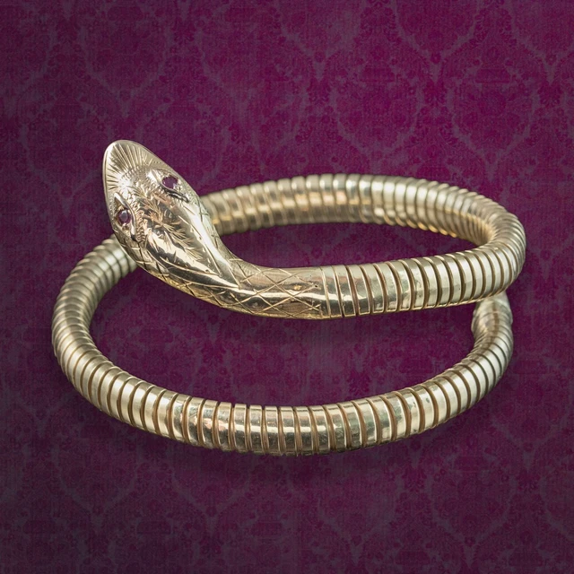 VINTAGE SNAKE BANGLE 9ct Gold Ruby Eyes Smith And Pepper £1,950.00 ...