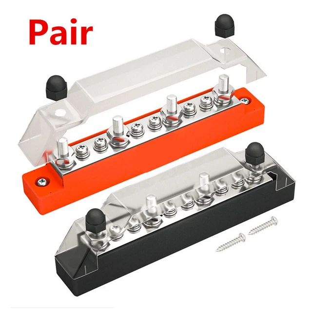 POSITIVE NEGATIVE BUS Bar Battery Power Block 4 X M6 Car Terminal Block ...