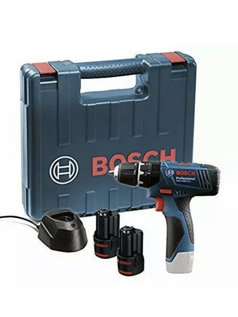 BOSCH GSB 120 LI Professional 12V 2 x 1.5 Ah Batteries Case Lightweight ...