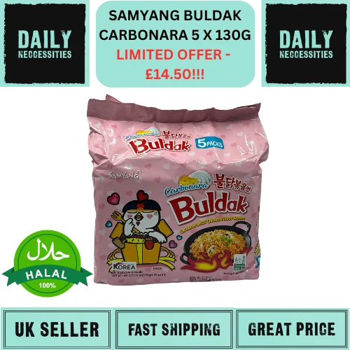 SAMYANG CARBONARA NOODLES Carbo Hot Chicken Buldak Ramen 130g HALAL - 5 PACK £14.50 - PicClick UK