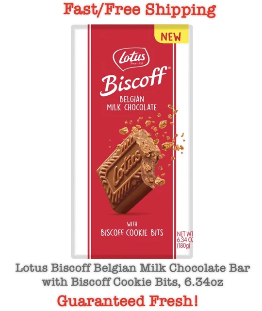 LOTUS BISCOFF BELGIAN Milk Chocolate Bar with Biscoff Cookie Bits, 6 ...