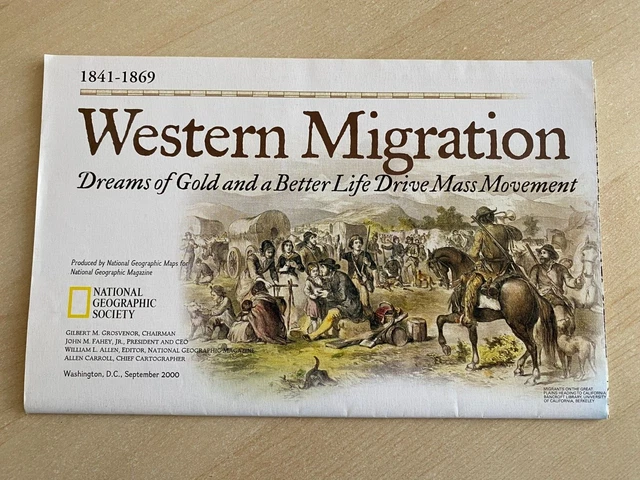 VINTAGE NAT GEO Illustrated Map - Western Migration 1841-1869 (Dreams ...