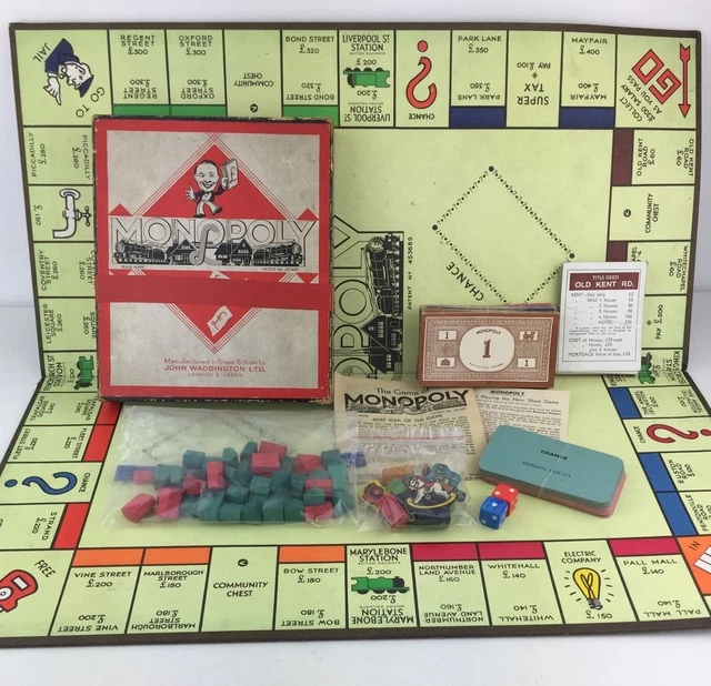 VINTAGE 1940'S WWII War Time Monopoly Board Game W/ Wooden Pieces ...