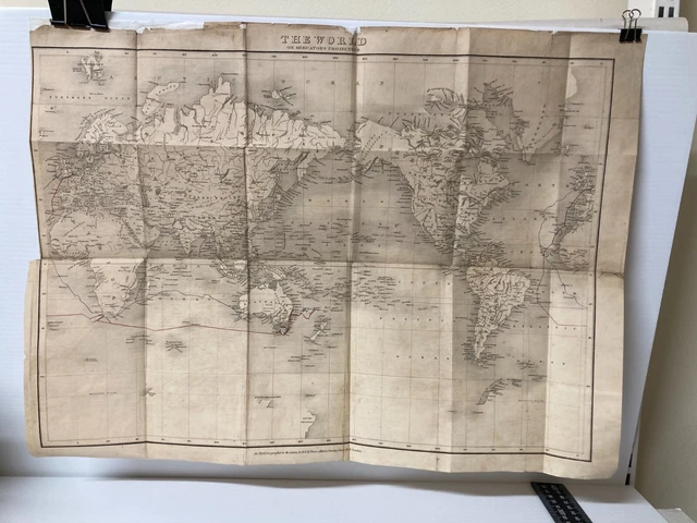 A VERY RARE Antique World Map of Mercator Projection by James Wyld 1840-1861 $2,500.00 - PicClick AU