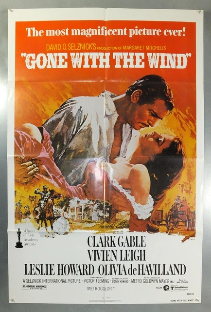GONE WITH THE Wind - Gable / Leigh - Original American One Sheet Movie ...