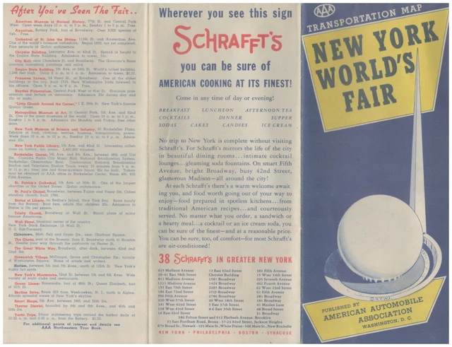 AAA TRANSPORTATION MAP 1940 New York World's Fair £7.55 - PicClick UK