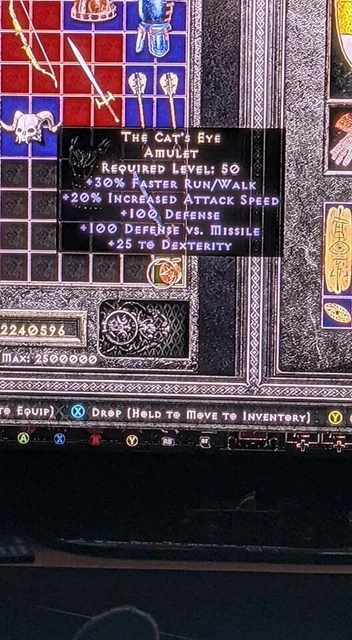 DIABLO 2: RESURRECTED CAT'S EYE AMULET D2R XBOX/PS4-PS5-PLAYSTATION ...