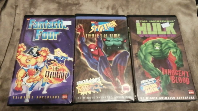 MARVEL COMICS CARTOON TV Show VHS Lot (3) SPIDERMAN, FANTASTIC 4, HULK ...