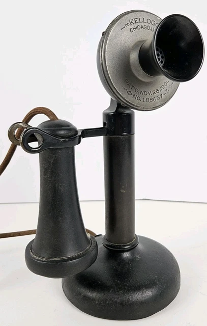 ANTIQUE 1901 KELLOGG Early Metal Candlestick Telephone Phone £205.82 ...