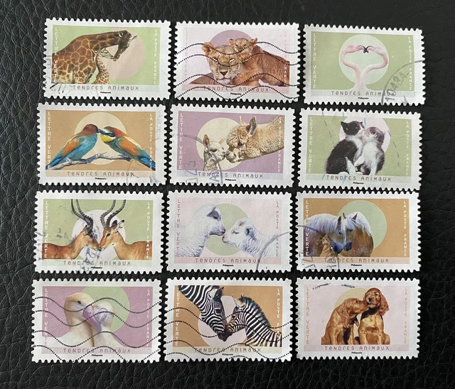 SÉRIE « TENDRES animaux » - 12 timbres France 2023 - K92 EUR 1,00 ...