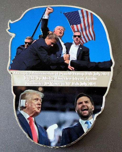 DONALD TRUMP ASSASSINATION Attempt Gold Silver Coin JD Vance US Flag ...