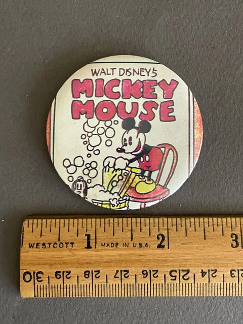 VTG WALT DISNEY'S Mickey Mouse Washing Clothes Comic Small Round Pocket ...