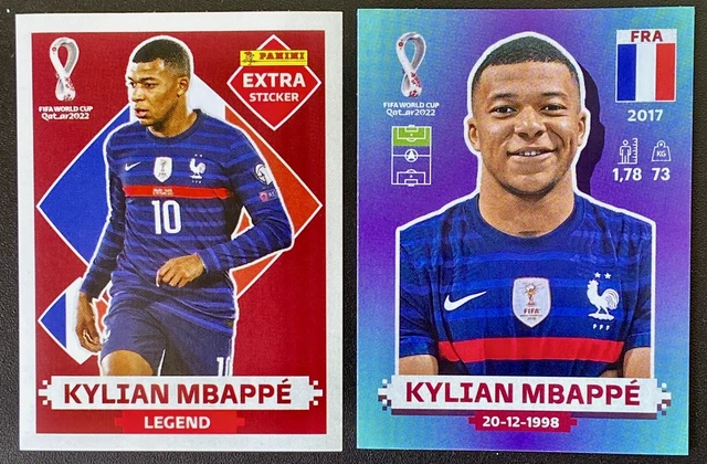 KYLIAN MBAPPE LEGEND Extra Sticker + Kylian Mbappe Mundial Qatar 2022 ...