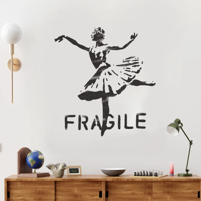 BANKSY FILLE BALLERINE Fragile Pochoir, Graffiti Mur Art Peinture ...
