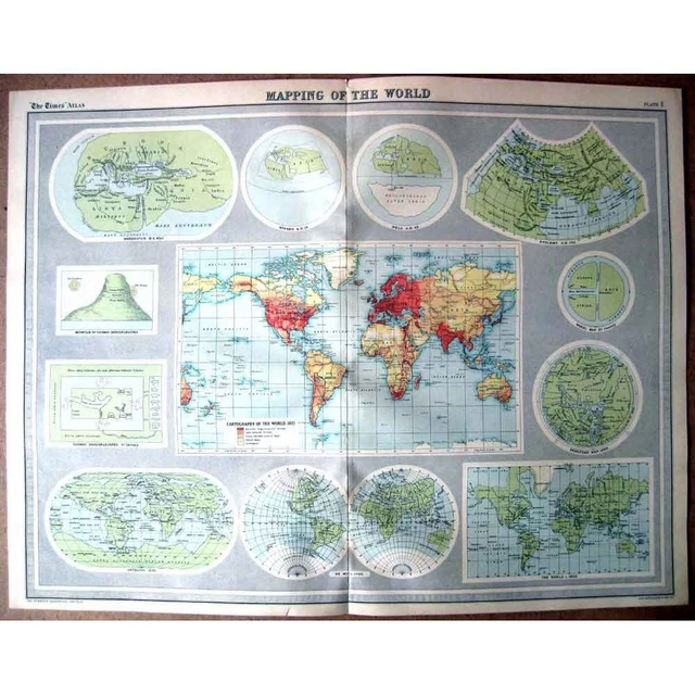 WORLD MAP MAPPING the World Through the Ages 1922 by Bartholomew £9.99 ...