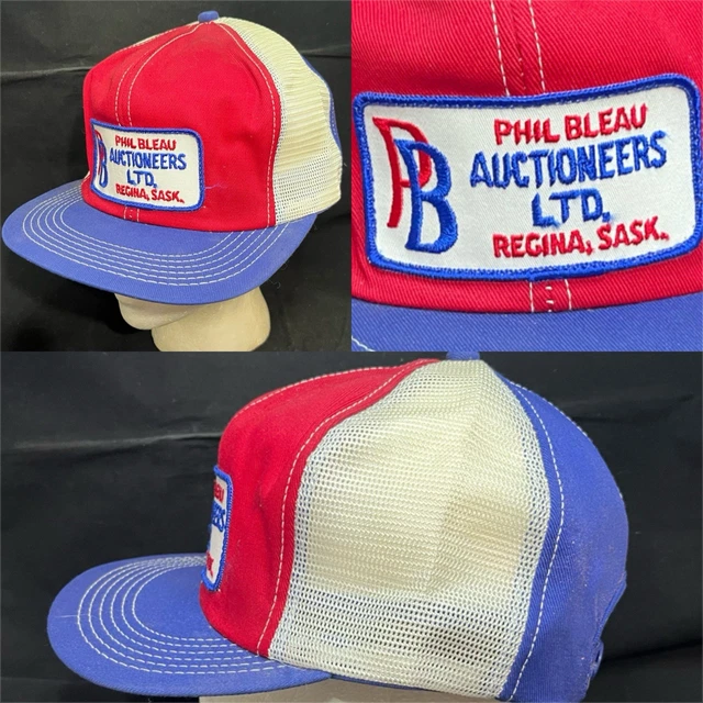 VTG PHIL BLEAU Auctioneers LTD Mesh Trucker Snapback Hat Patch Logo K ...