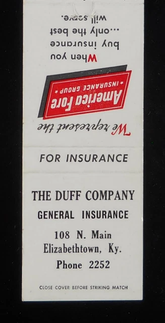 1960S THE DUFF Company General Insurance America Fore Ph. 2252 ...