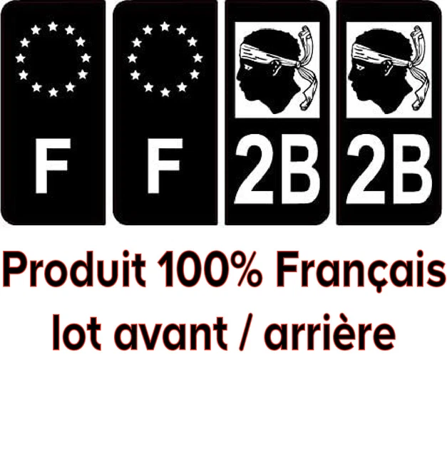 STICKERS LOT COMPLET AVANT ARRIERE plaque d'immat DEP 2B CORSE EUR 4,50 ...