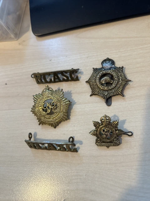WW2 ROYAL CANADIAN Army Service Corps Brass Cap Badges & Lapels RCASC ...