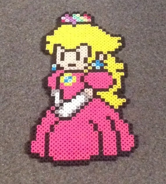 PRINCESS PEACH PIXEL Art - Super Mario Bros - Luigi Toad Bowser Nerdy ...