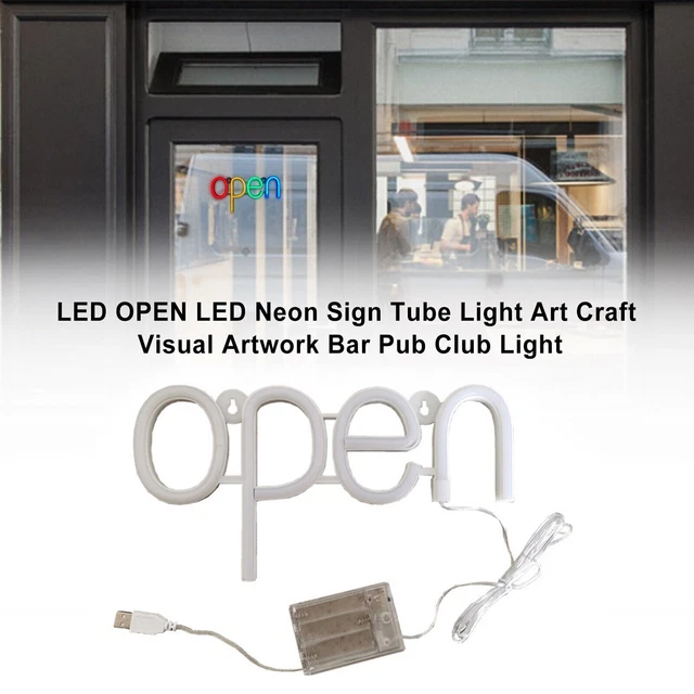 LED OPEN LED Neon Sign Tube Light Art Craft Visual Artwork Bar Pub Club ...