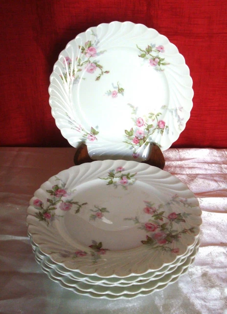 6 ASSIETTES PLATES Porcelaine de Limoges Haviland Sylvie torse (roses ...