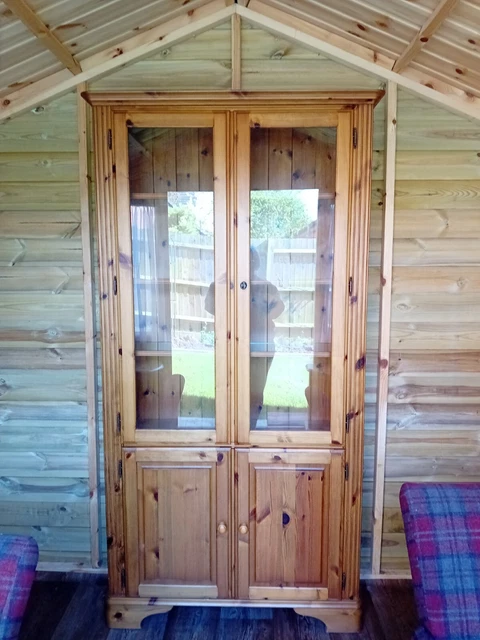 TALL GLAZED DUCAL Pine Bookcase Display Cabinet £23.08 - PicClick UK