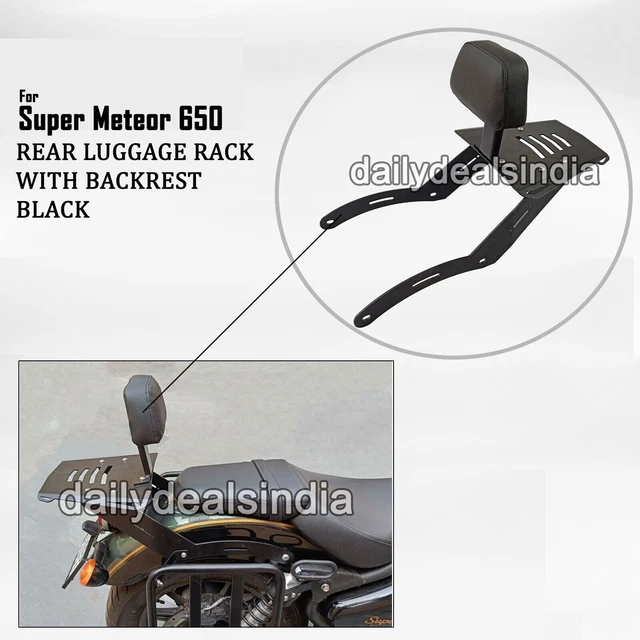 FIT FOR ROYAL Enfield Super Meteor 650 "REAR LUGGAGE RACK WITH BACKREST ...