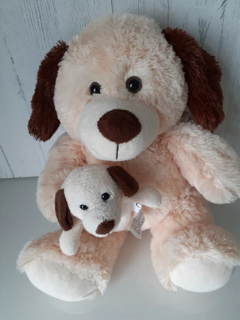 PUPPY DOG SOFT Hug Toy Holding Pup Comforter Beige Brown B&M £11.00 ...