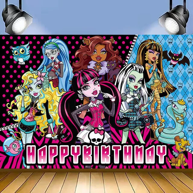 MONSTER HIGH BACKDROP Photo studio Background Party Birthday Banner ...