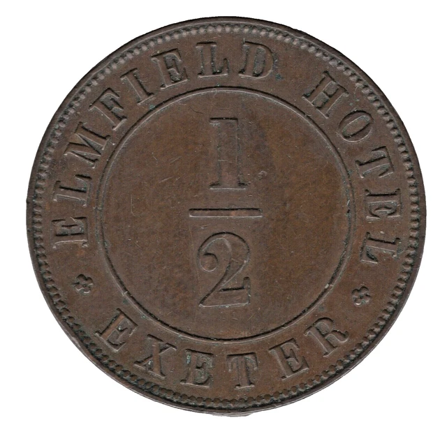 1879 GREAT BRITAIN Exeter Elmfield Hotel ½ Penny Token £89.75 - PicClick UK