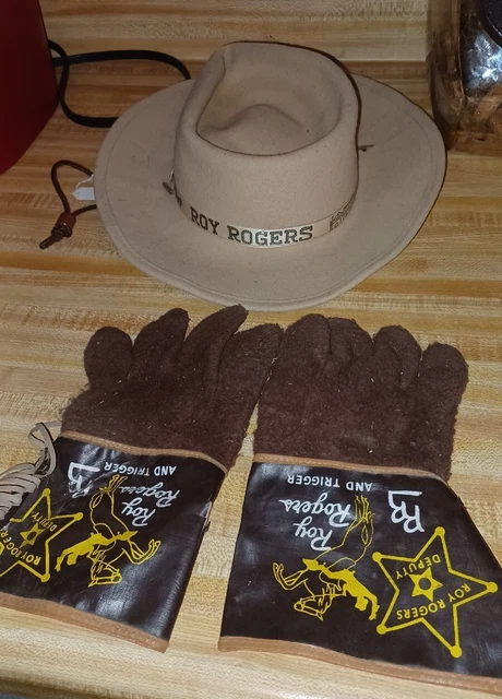 RARE VINTAGE KIDS 1950's Roy Rogers Tan Cowboy Hat With Brown Deputy ...
