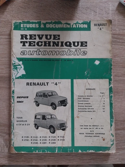 REVUE TECHNIQUE RENAULT 4 R4 4L plein Air Fourgonnette tous types R 4 L ...