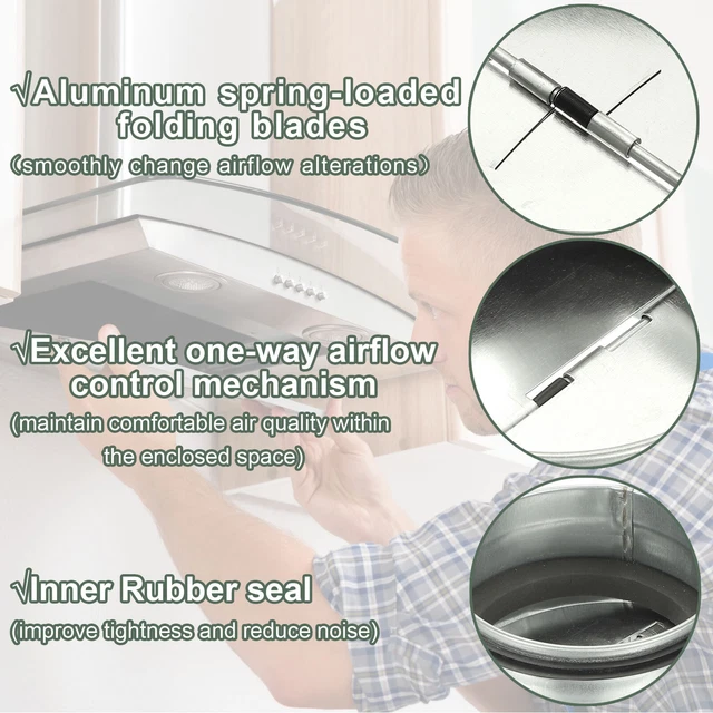 6 INCH BACKDRAFT Damper, 1 Pcs One-Way Airflow Duct Draft Shutter ...