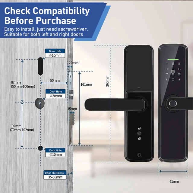 2025 ELECTRONIC SMART Door Lock APP Fingerprint Card Password Key Security Lock £50.99 - PicClick UK