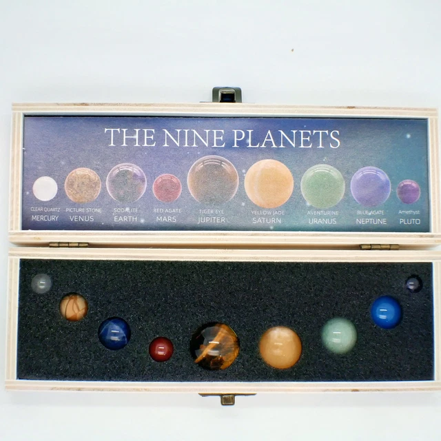 NATURAL QUARTZ STONE Sphere Nine Planets of The Solar System Kids ...