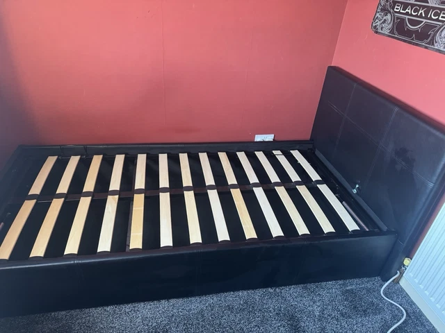 BLACK FAUX LEATHER Single Side Lift Gas Lift Storage Bed £52.70 ...