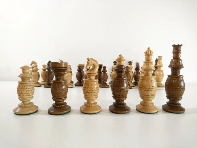 VINTAGE ANTIQUE CHESS Pieces Set Biedermeier Style. Early 20th century ...