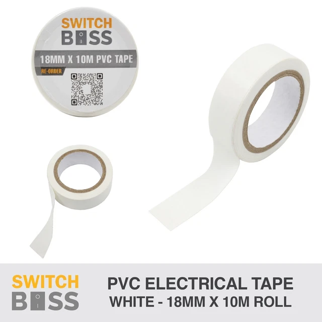 WHITE PVC ELECTRICAL TAPE 10m Roll for Wiring Automotive Marine 12v UV ...