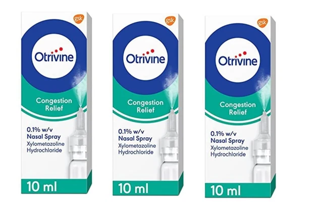 OTRIVINE CONGESTION RELIEF 0.1% Decongestant Sinus Nasal Spray 3 x 10ml ...
