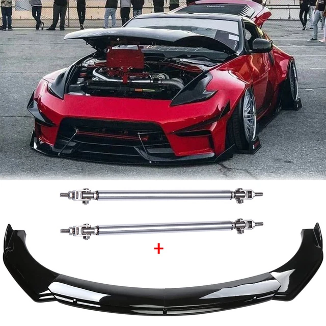 FRONT BUMPER CHIN Lip Spoiler Splitter Body Kit +Strut Rods For Nissan ...