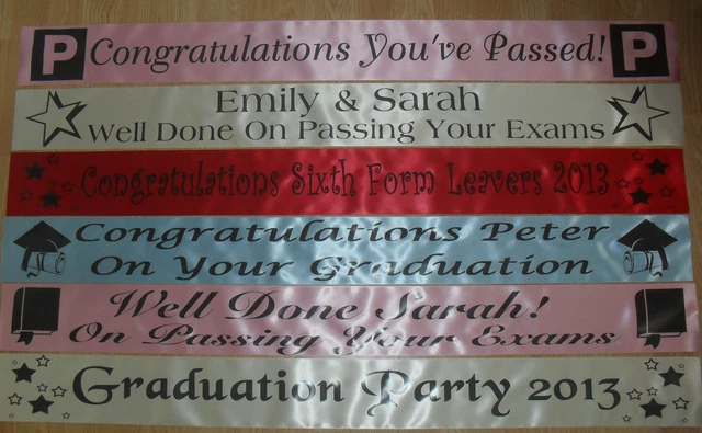 PERSONALISED GRADUATION, PASSING Exams, School Leavers, Prom Banner L ...
