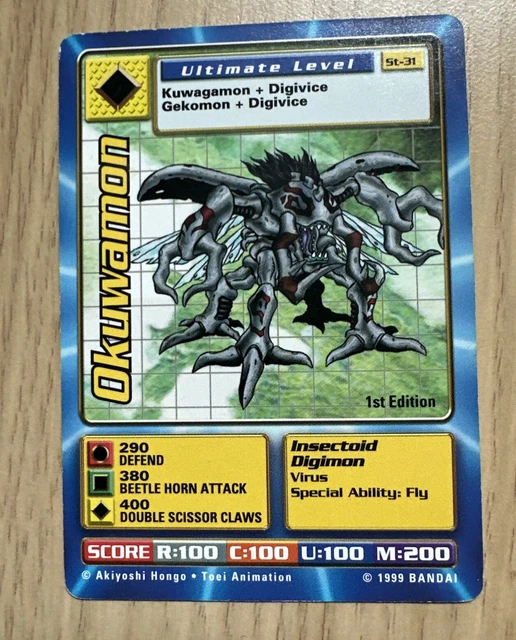 DIGIMON CCG DIGI-BATTLE Okuwamon St-31 Ultimate Bandai 1999 1a edizione ...