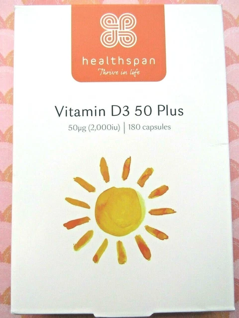 HEALTHSPAN VITAMIN D3 50 Plus. 180 Capsules. Usually £16.49. Expiry 11/ ...