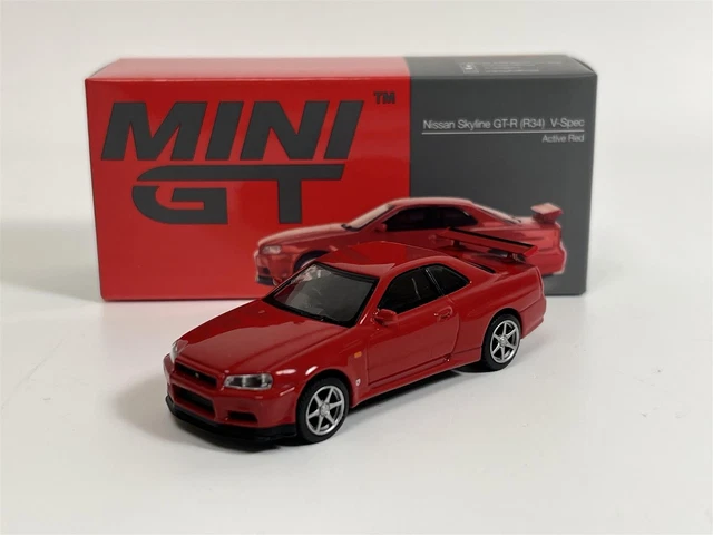 NISSAN SKYLINE GT R R34 V Spec Active Red RHD 1:64 Mini GT MGT00796R ...