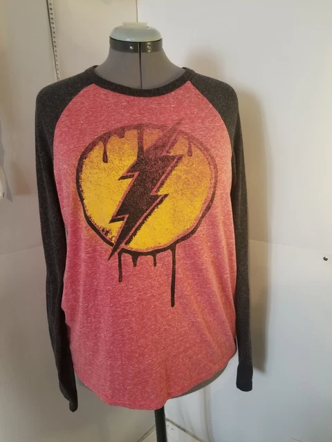 DC COMICS THE Flash black Lightning Bolt Splatter/Bleed Art Tee 3/4 ...