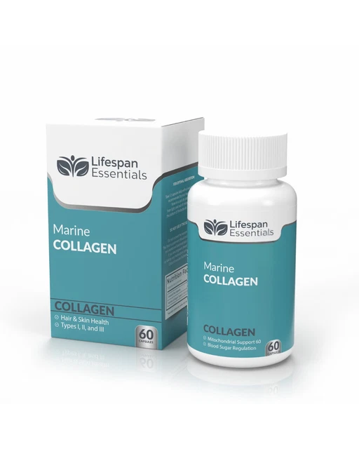 MARINE COLLAGEN LIFESPAN Essentials High Strength Supplements 60 Capsules £16.99 - PicClick UK