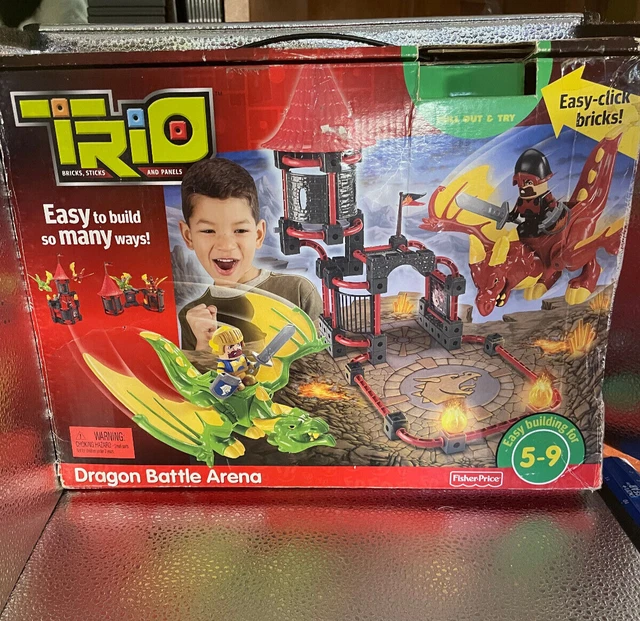 FISHER PRICE TRIO Dragon Battle Arena Click Bricks Toy Set With Manual ...