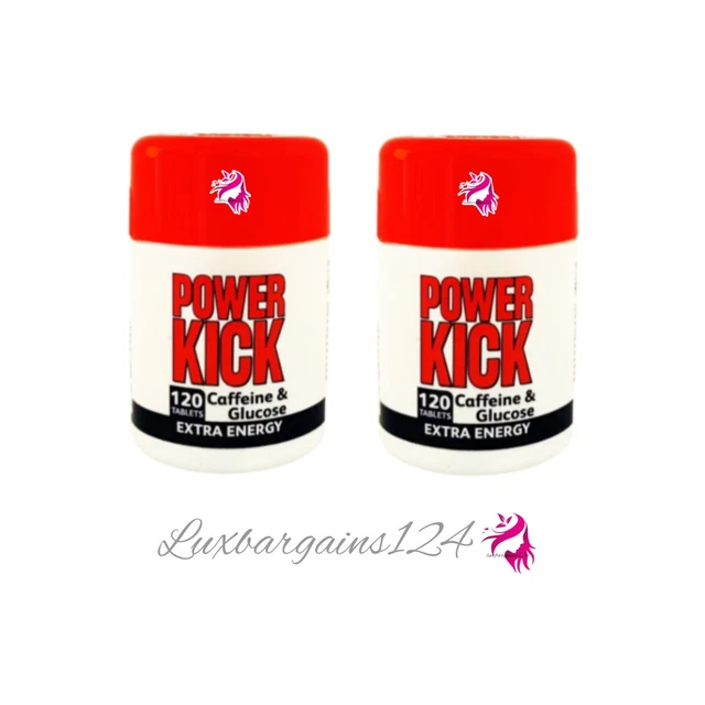 2 X 120 Powerkick Caffeine & Glucose Tablets - Extra Energy Supplement ...
