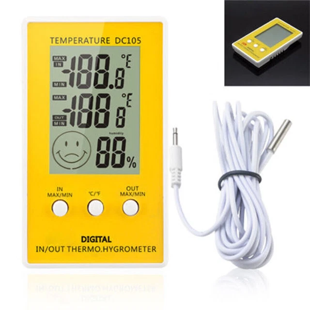 DIGITAL LCD INDOOR Outdoor Humidity Thermometer Hygrometer Meter Cable ...